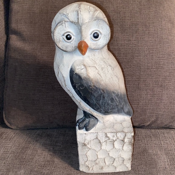 Pier 1 | Accents | Large Wooden Carved Snow Owl Pier One On Wood Block ...